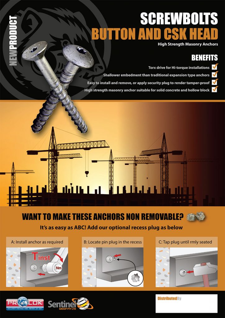 NEW RANGE OF SCREWBOLTS LAUNCHED! - Sentinel Group