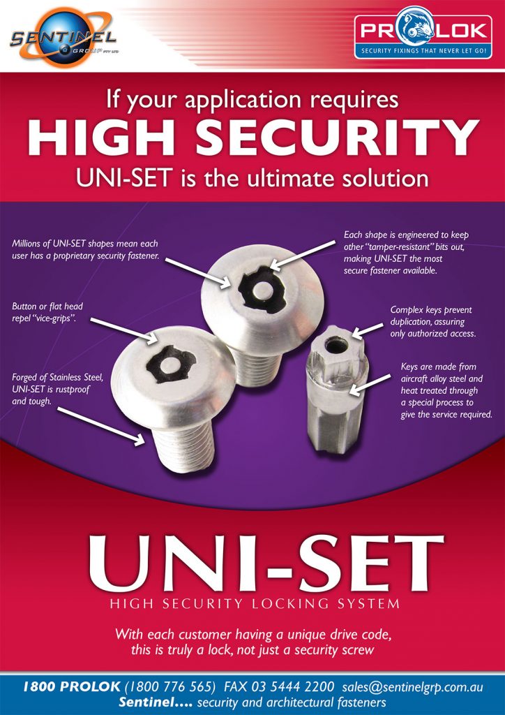 UNI-SET Screws for the ultimate security solution! - Sentinel Group